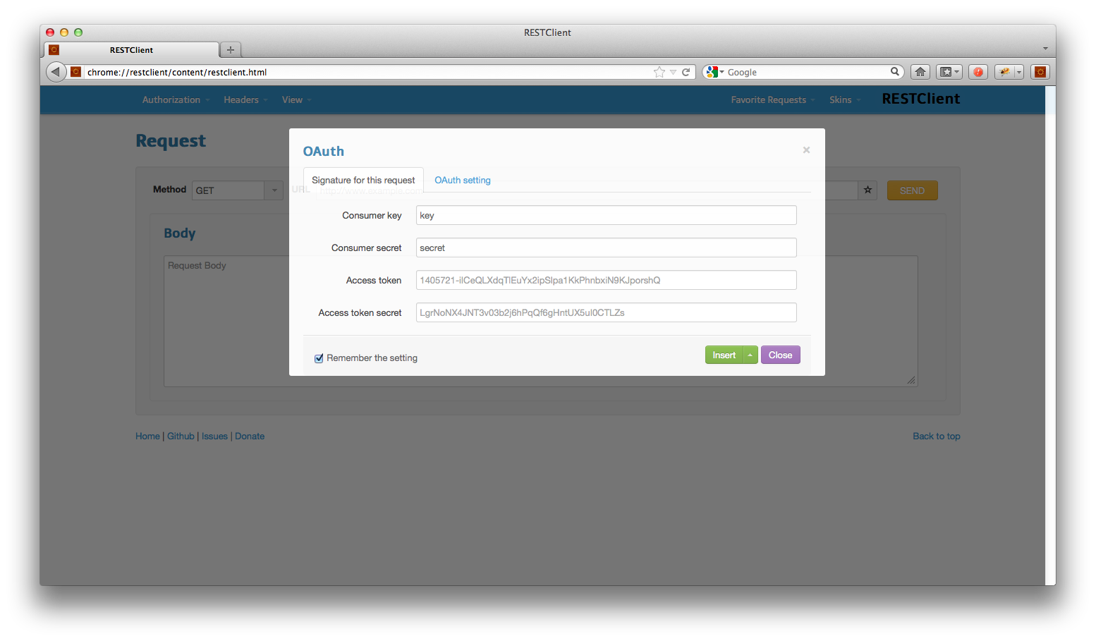 RESTClient, a debugger for RESTful web services.